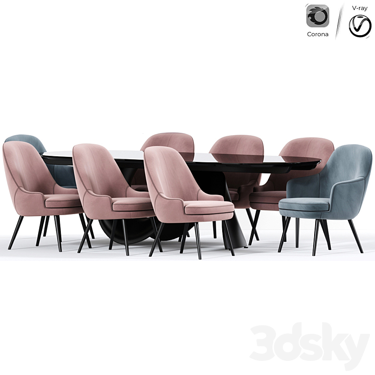 375 Dining Chair Calligaris Seashell Table - Table + Chair - 3D model