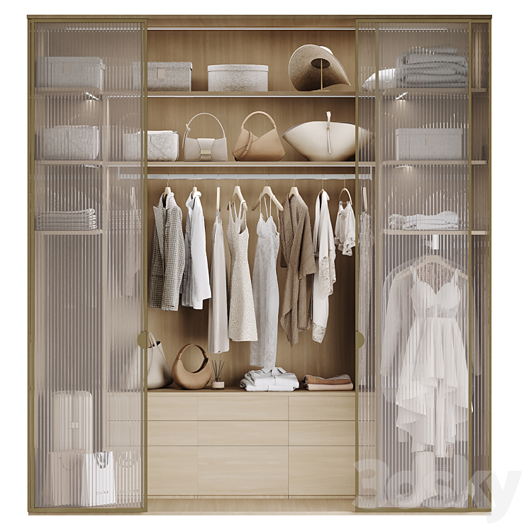 Wardrobe block in the bedroom - Wardrobe & Display cabinets - 3D model
