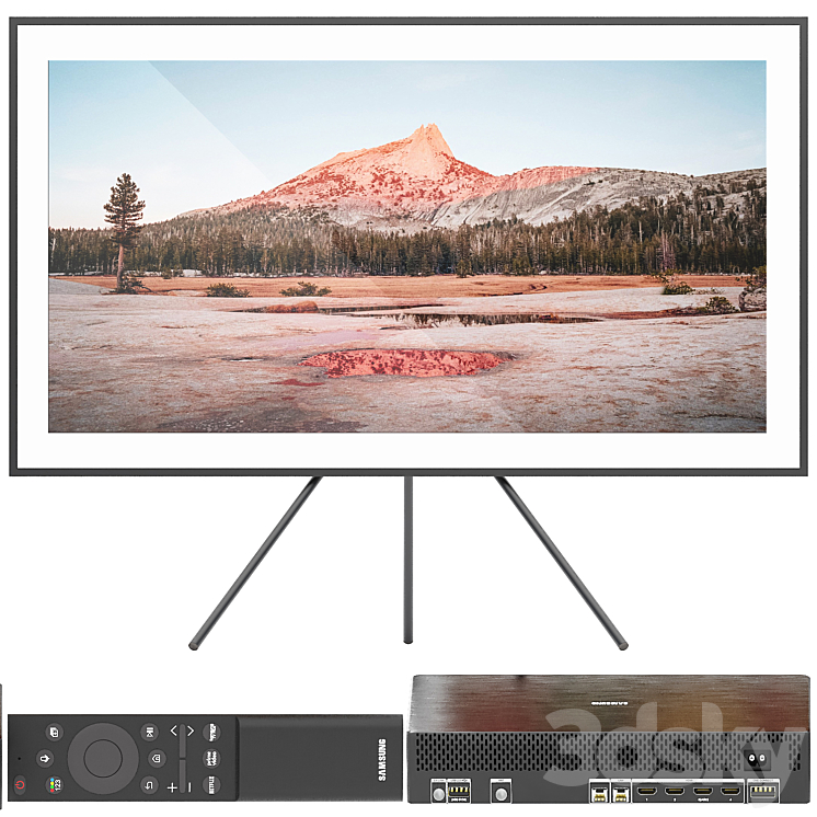 samsung frame tv with stand remote and connect box - TV - 3D model