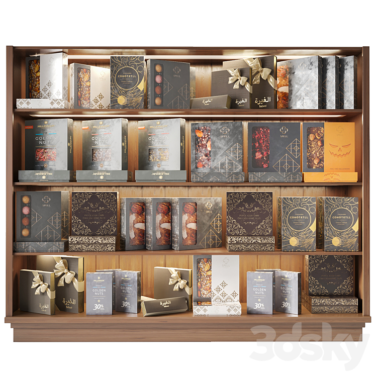 Display case with gift candies in a supermarket - Shop - 3D model