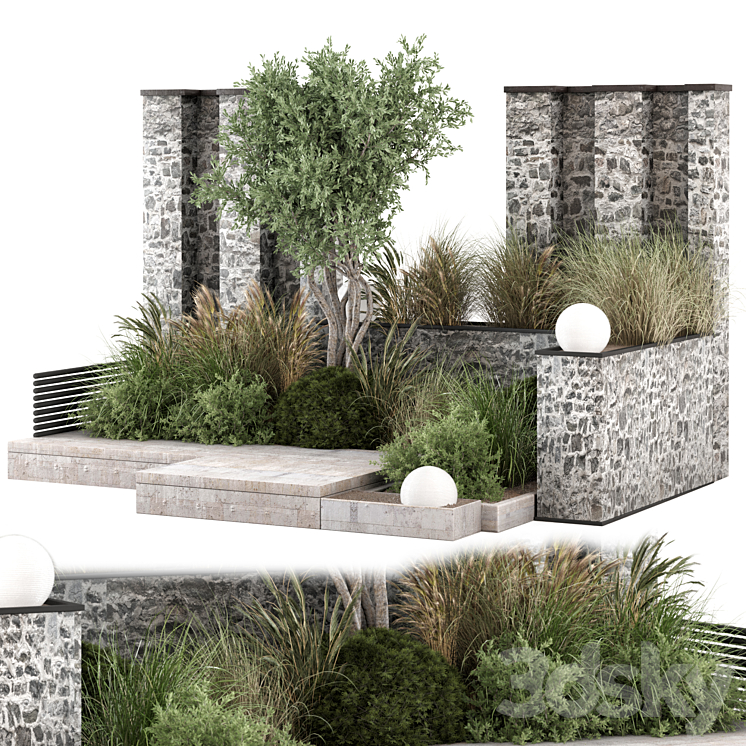 Landscape Dry Plants Bush Tree_Set 3025 - Outdoor - 3D model