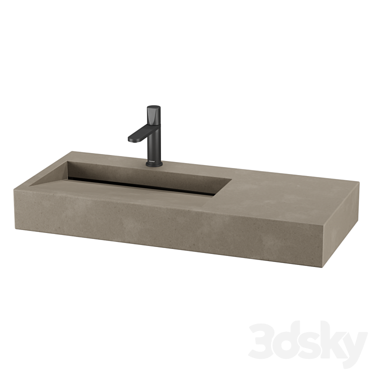 Concrete sink with hidden drain - Wash basin - 3D model