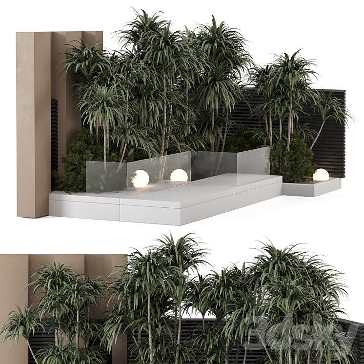 Backyard and Landscape Set Bush and Tree_Set 3058 - Outdoor - 3D model