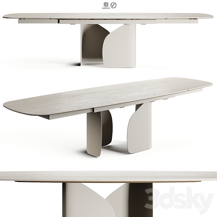 Calligaris TWINS White Dining Table - Table - 3D model