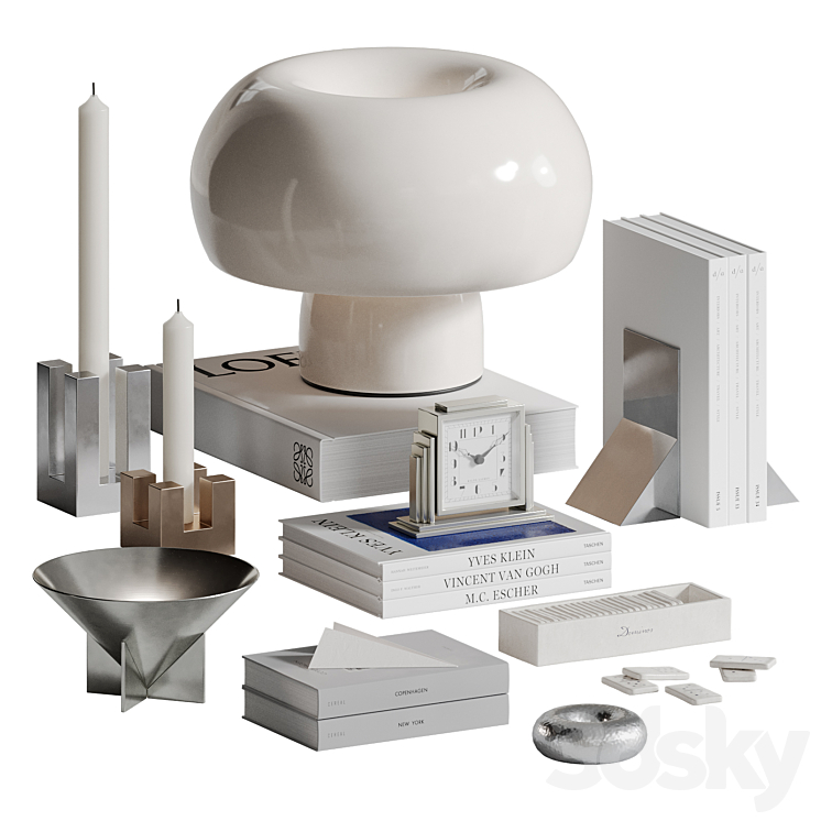 Decorative set with Fonte Table Lamp - Decorative set - 3D model