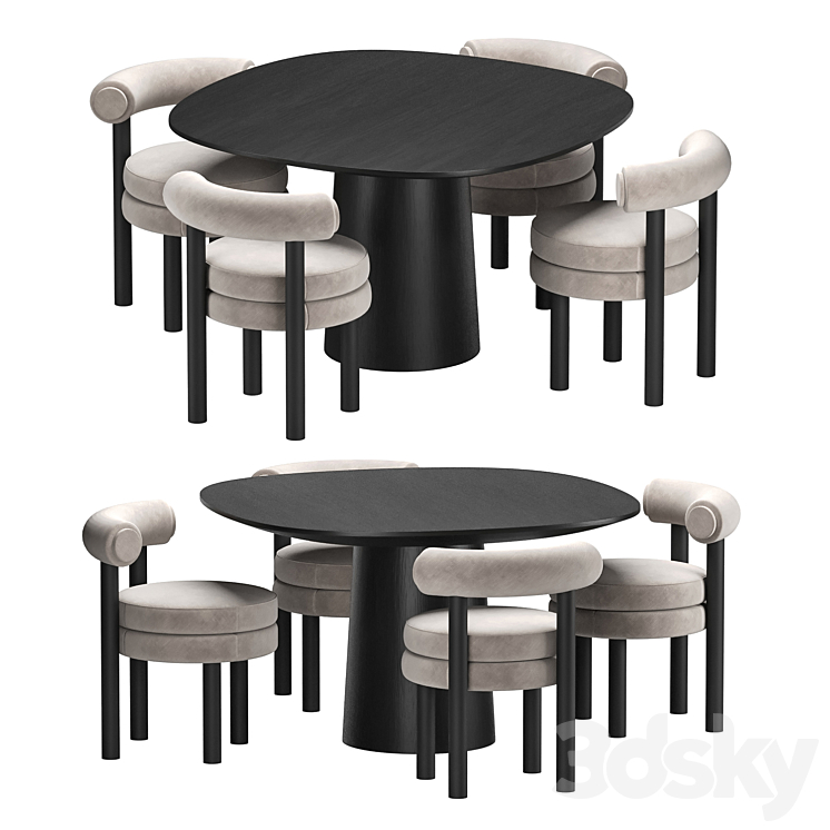 Dining Chair Zoey and Dining Table Motto - Table + Chair - 3D model