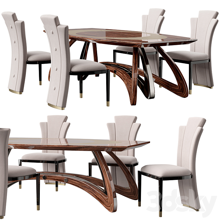 Roman design Pennington Josephine dining - Table + Chair - 3D model