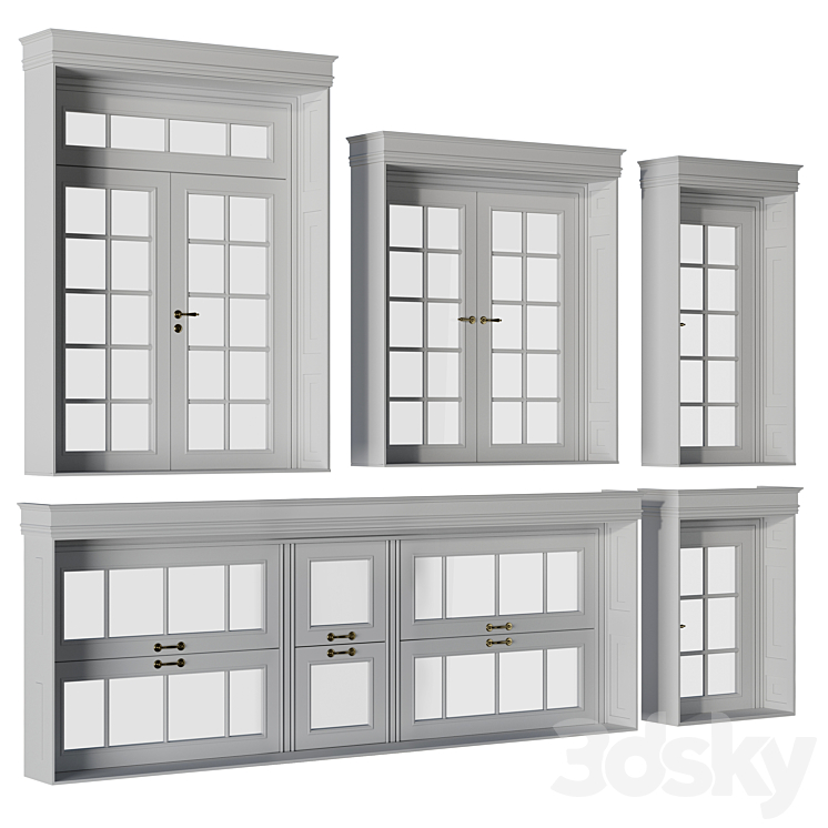 Collection of classic white hinged windows, horizontal and vertical ...