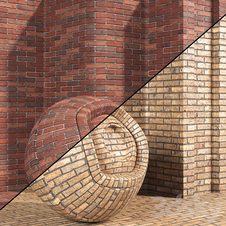 Realistic Brick PBR Material Vol 32 - Brick - 3D model