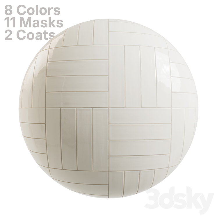 Subway Tile 3x12" Crosshatch 4x4 - Tile - 3D model