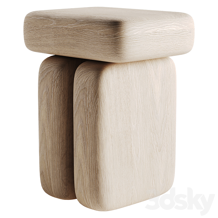 Wooden Stool - Chair - 3D model