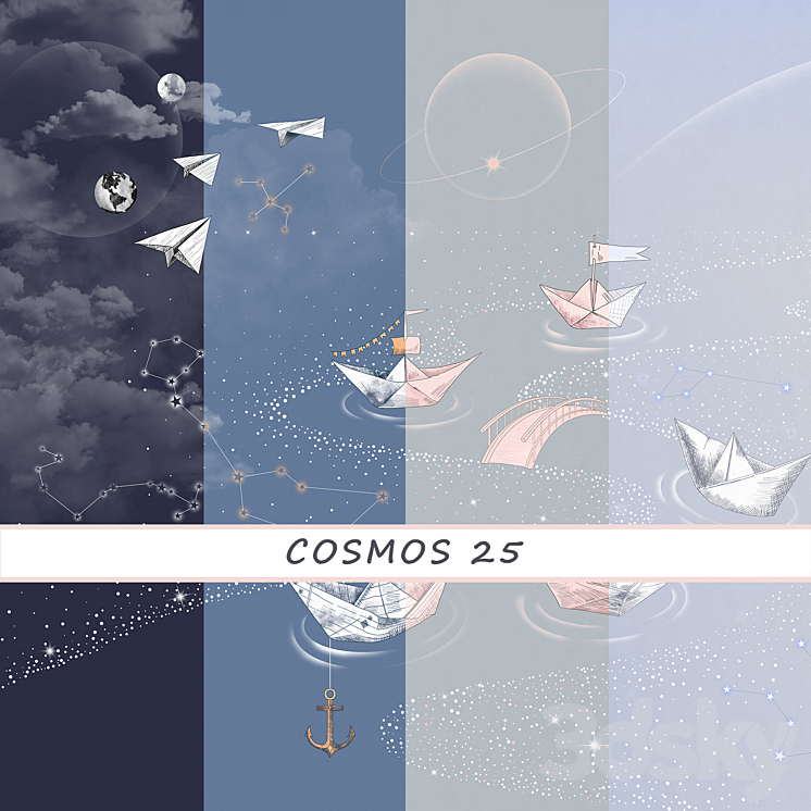 Designer wallpaper COSMOS 25 pack 3 - Wall covering - 3D model