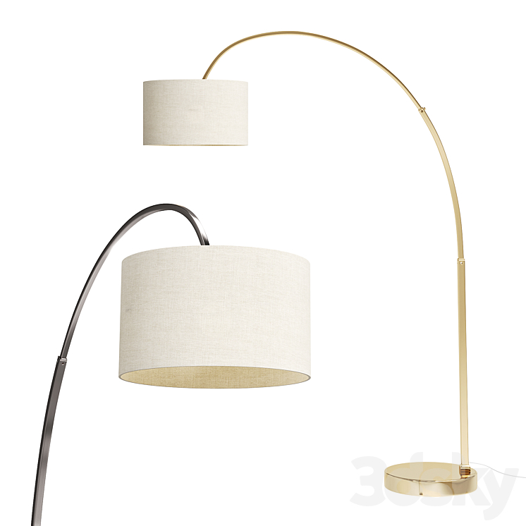 Overarching Linen Shade Floor Lamp By Westelm - Floor lamp - 3D model