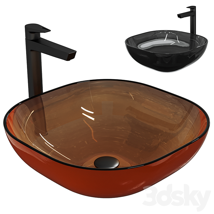 Sink ABBER Kristall AT2806 ONIX/OPAL - Wash basin - 3D model