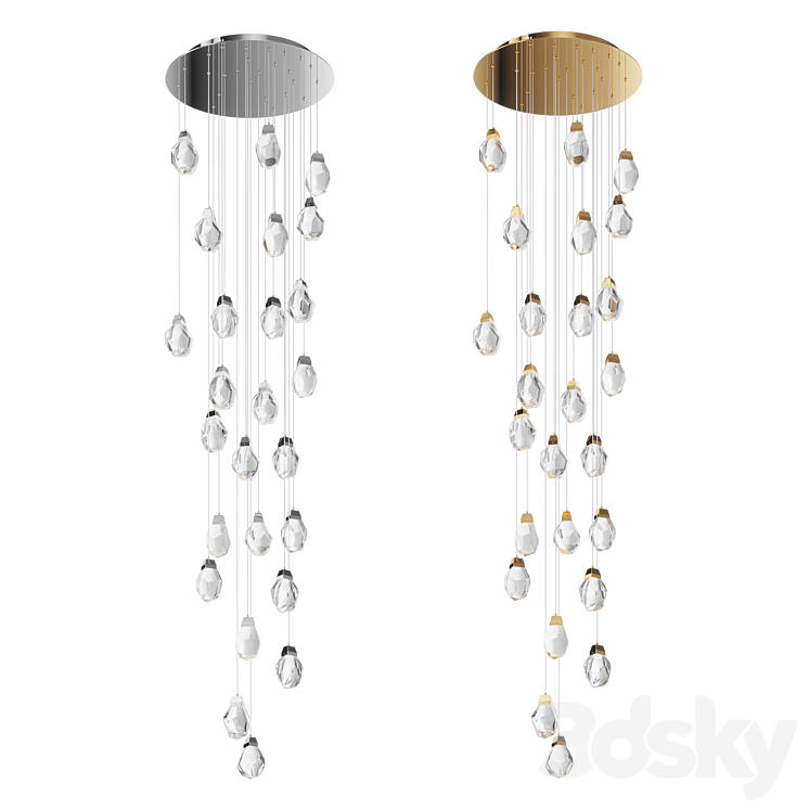 Modelux crystal cascade chandelier - Pendant light - 3D model