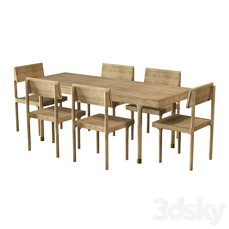 Highland dining set - Table + Chair - 3D model
