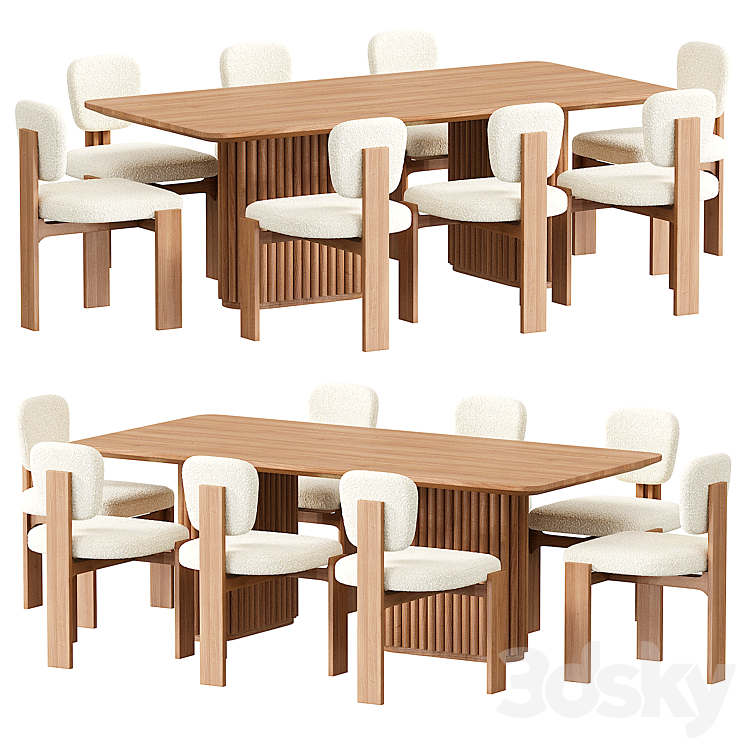 Dining Set 101 - Table + Chair - 3D model