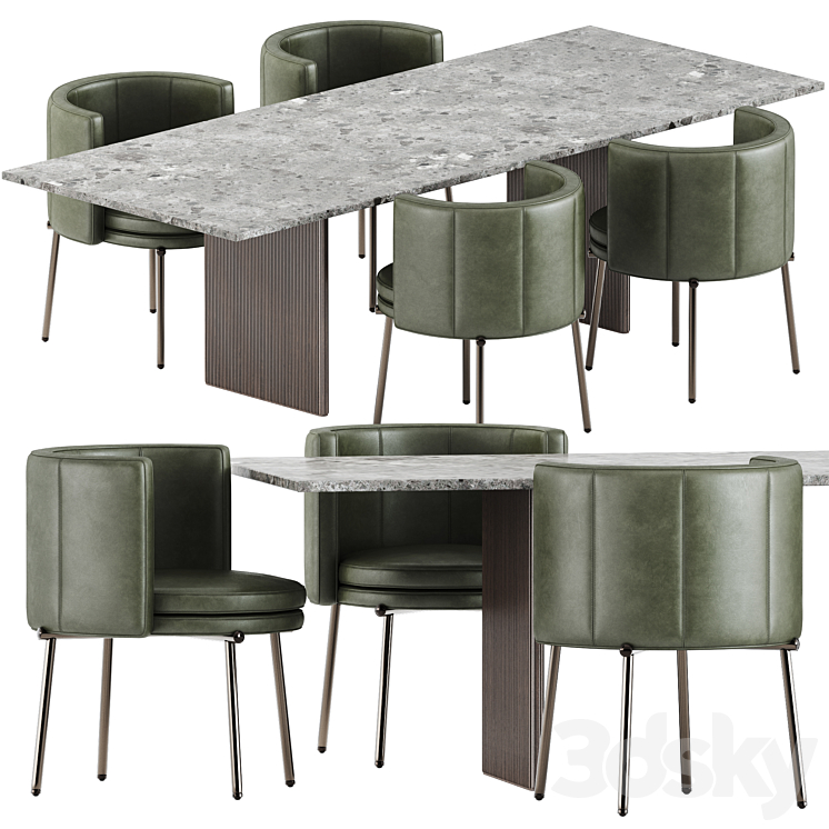 Torii chair by Minotti and Cabin table by Vipp - Table + Chair - 3D model