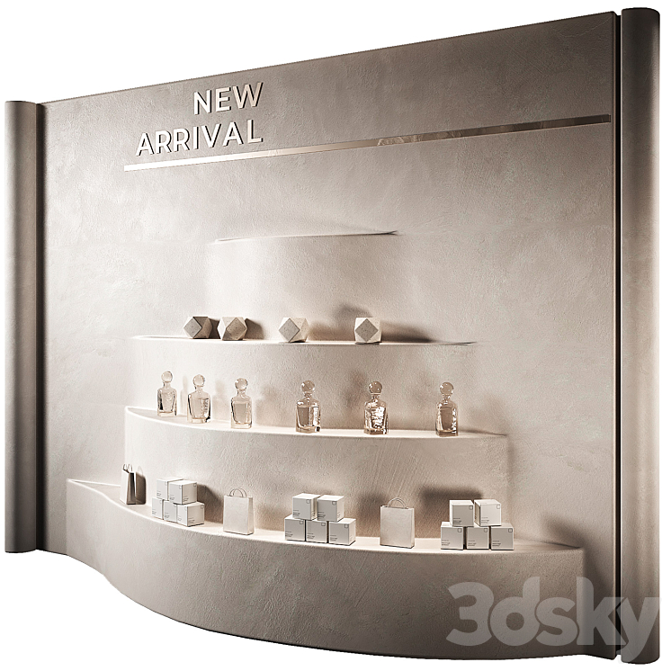 Multi-level display case built into the wall - Shop - 3D model
