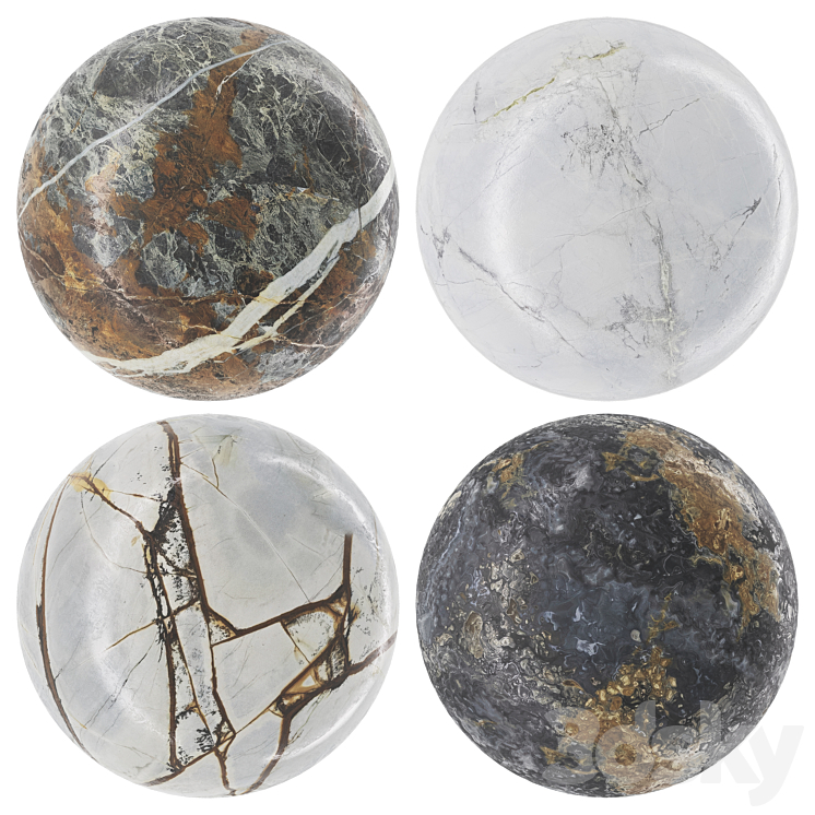 Marble set 2 (4 options) - Stone - 3D model