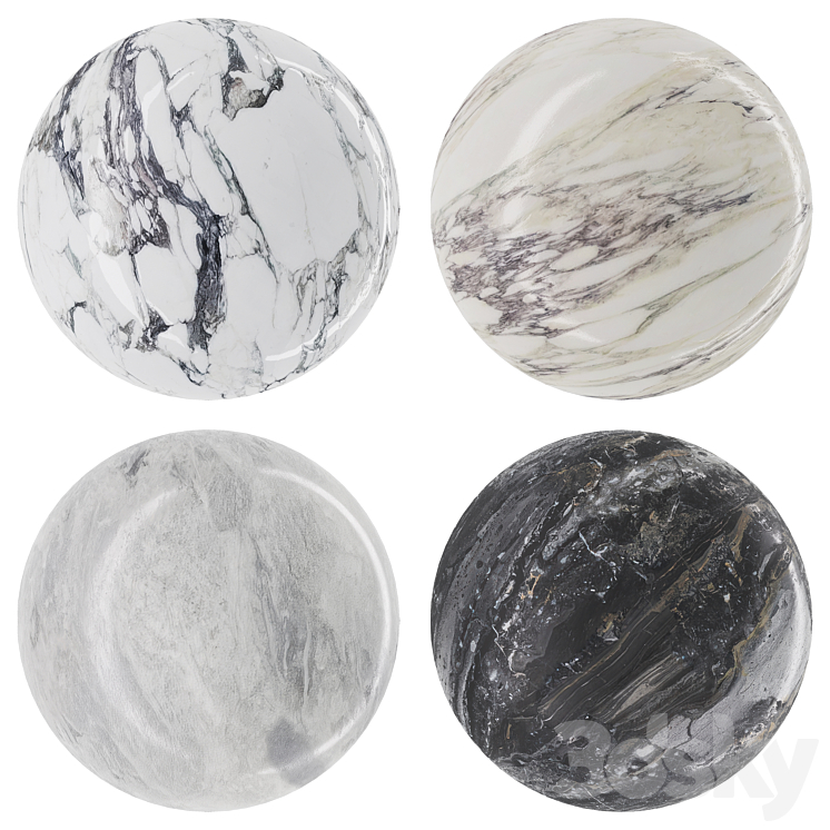 Marble set 3 (4 options) - Stone - 3D model