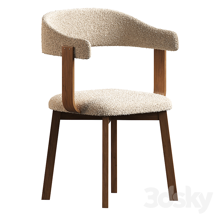 Brooke Boucle-Upholstered FSC Beech Wood Dining Chair - Chair - 3D model