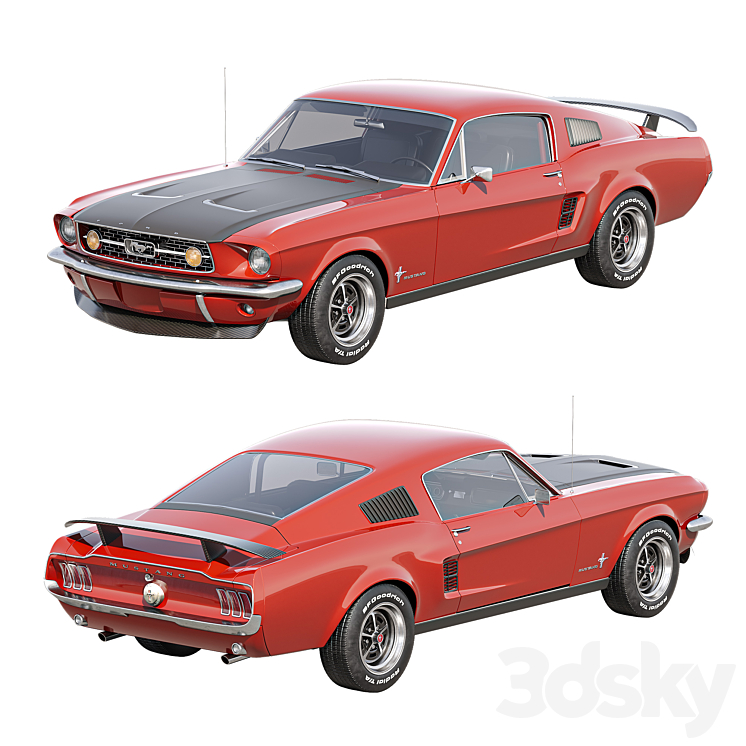 Ford Mustang Fastback-1967-custom tuned - Ground Transport - 3D model