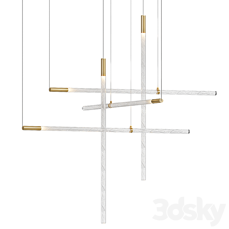 Flare Linear LED Chandelier - Pendant light - 3D model