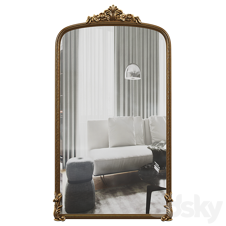 Mirror in an arched carved gold frame Excellence - Mirror - 3D model