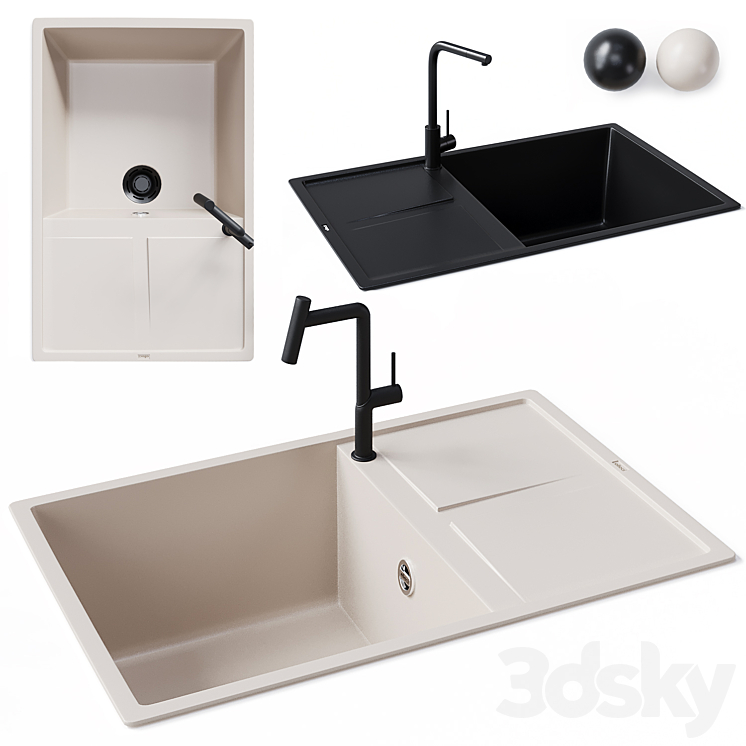 Elleci Unico kitchen set - Sink - 3D model