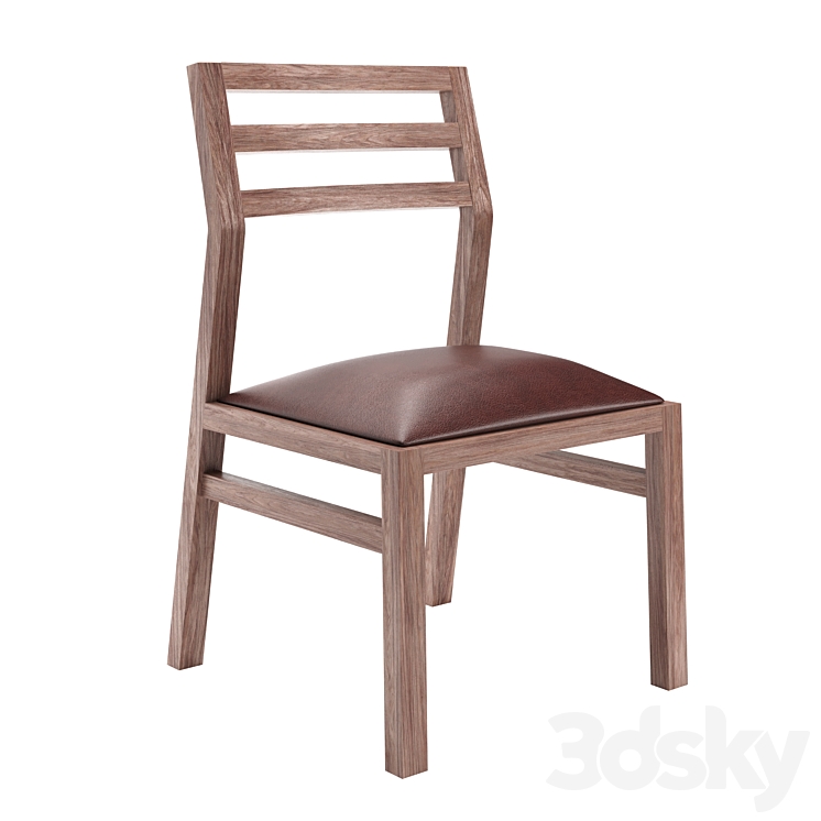Asymmetrical Chair with Wooden Backrest - Chair - 3D model