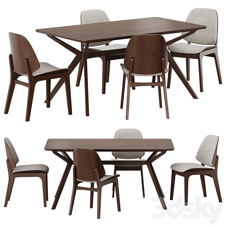 Erza Chair Couper Table - Table + Chair - 3D model