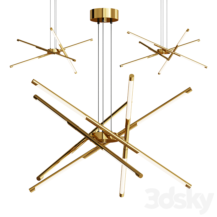 WOMO Light Rods LED Chandelier - Pendant light - 3D model