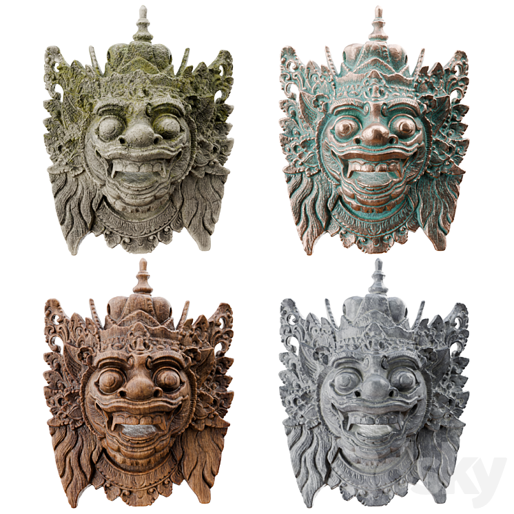 Wall decor item. Balinese deity Barong - Sculpture - 3D model