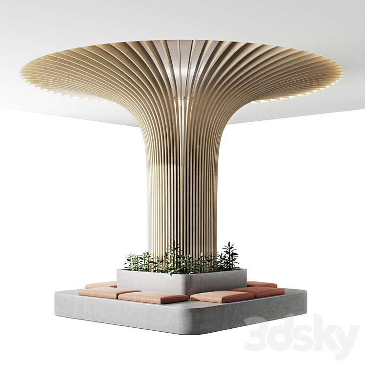 Parametric column with bench - Other decorative objects - 3D model
