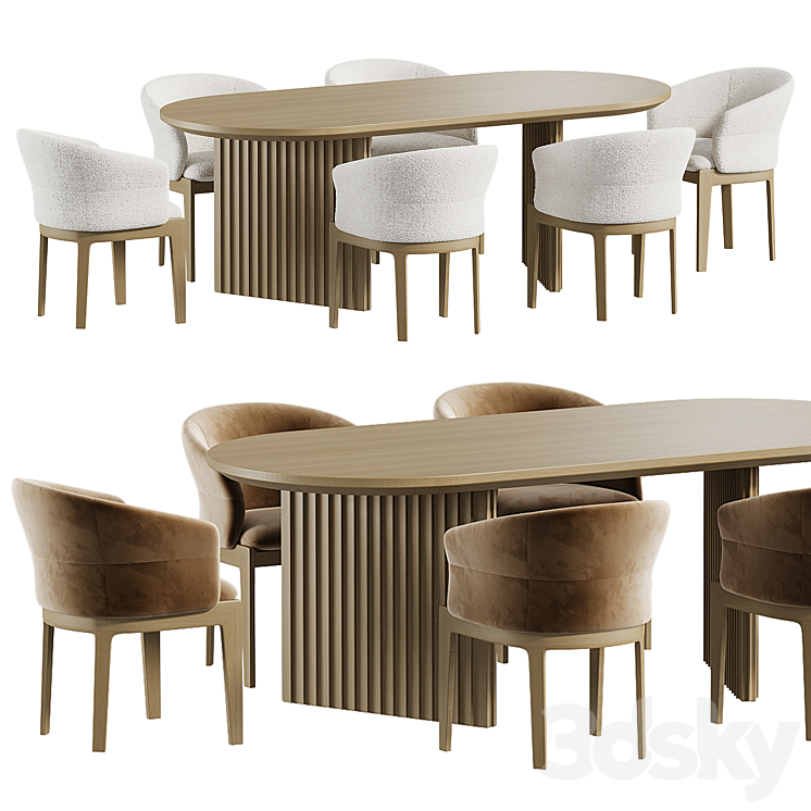 Devon easy chair and Basalto By Dale Italia - Table + Chair - 3D model