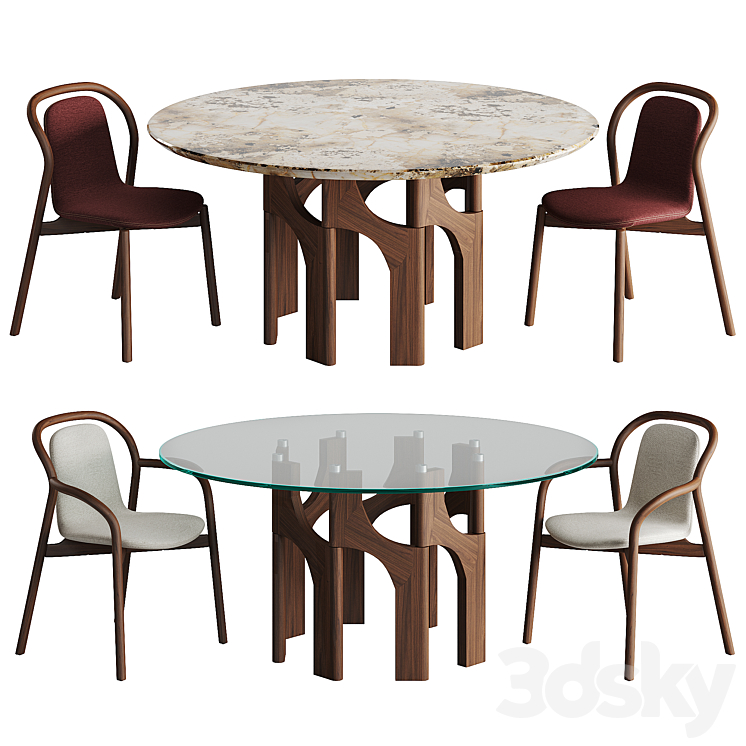 Porada Augusto Table and Petra Chair - Table + Chair - 3D model