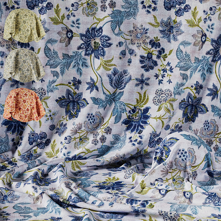 Classic-Floral-Fabric-PBR Material-Collection Vol1 - Fabric - 3D model