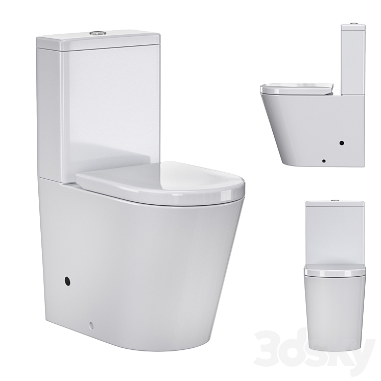 Modia Wall Faced Toilet Suite - Toilet and Bidet - 3D model