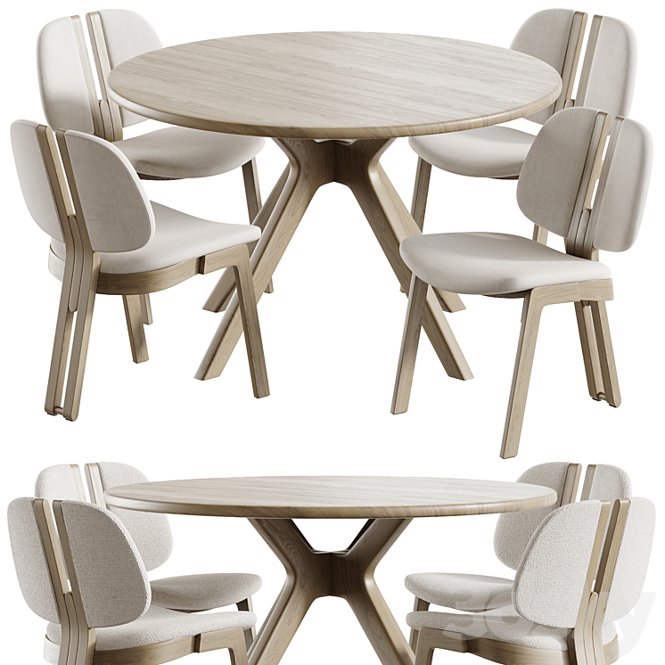 Zwarte table and Giano chair - Table + Chair - 3D model