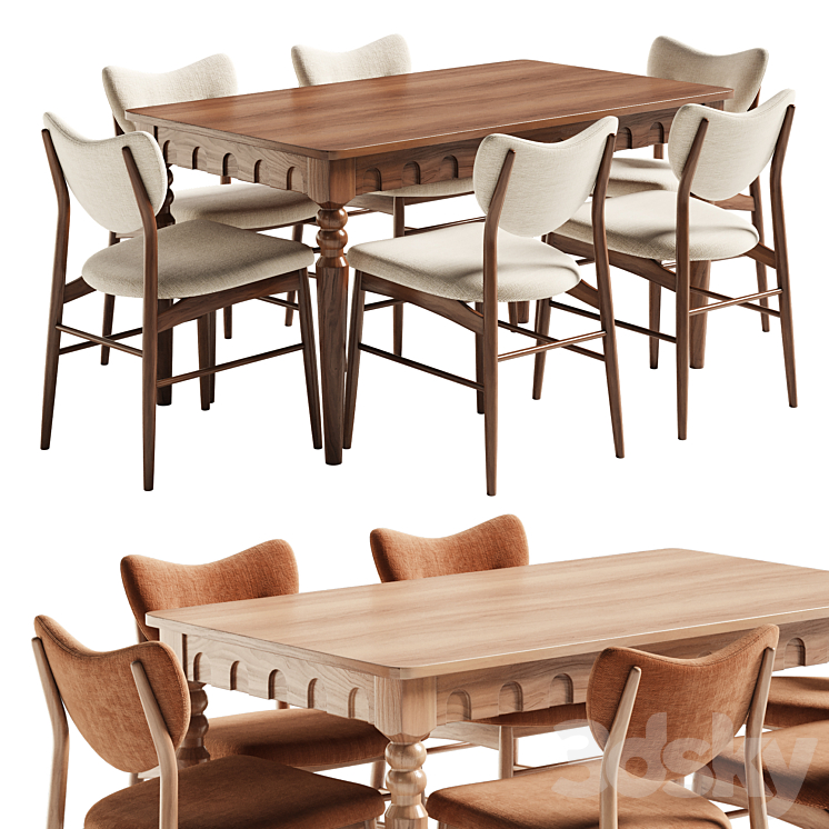 Conny Table and Frederique Chair - Table + Chair - 3D model