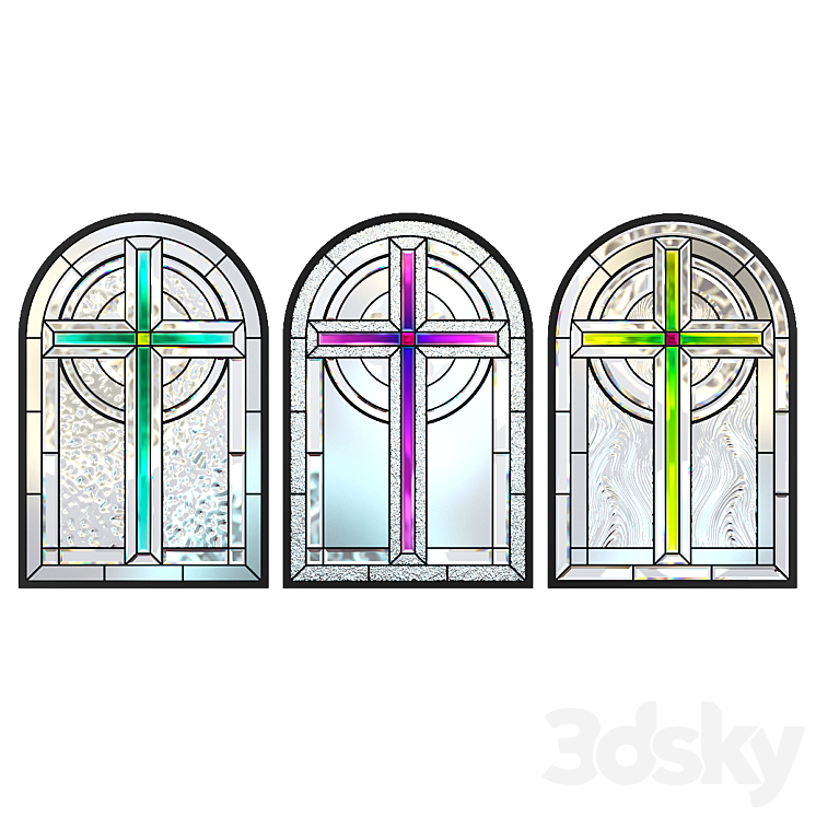 Church stained glass window "Cross" (5) - Windows - 3D model