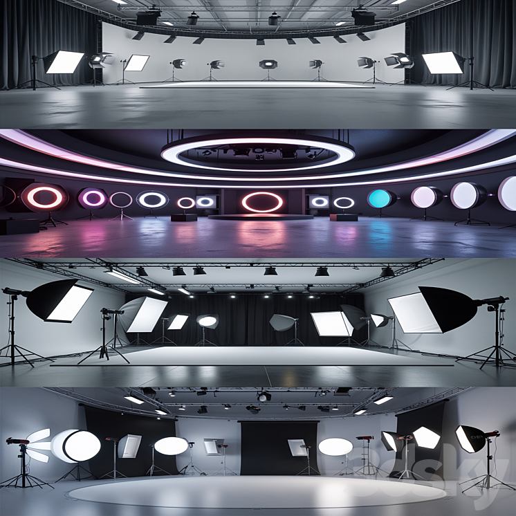 HDRi Studio Lighting Pack Vol 02 - 8K EXR - HDRI - 3D model