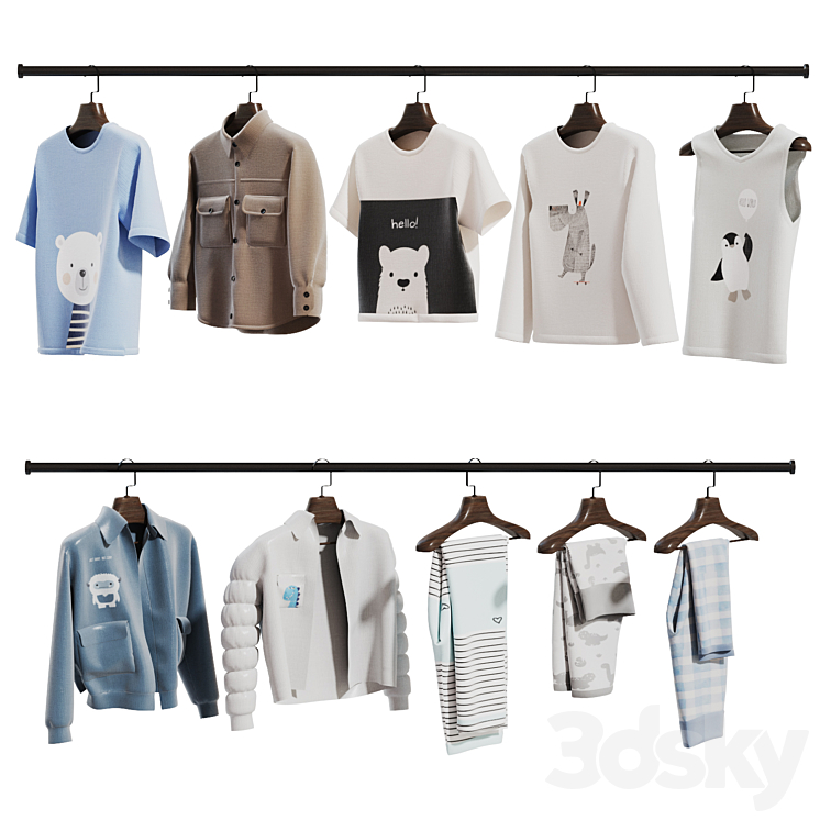 Children clothing set for wardrobe 003 - Сlothes and Footwear - 3D model