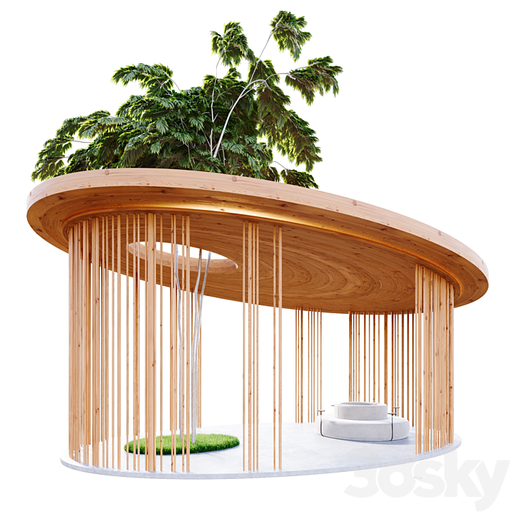 Wooden Pavilion 03 - Urban environment - 3D model