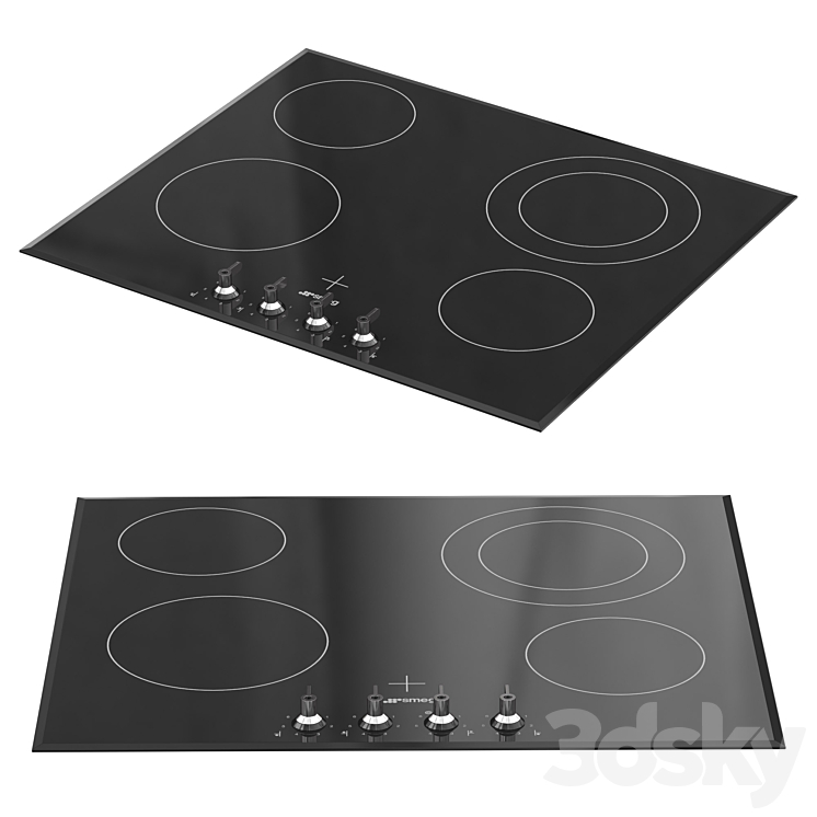 Smeg 60cm Ceramic Cooktop SA661X2 - Kitchen appliance - 3D model