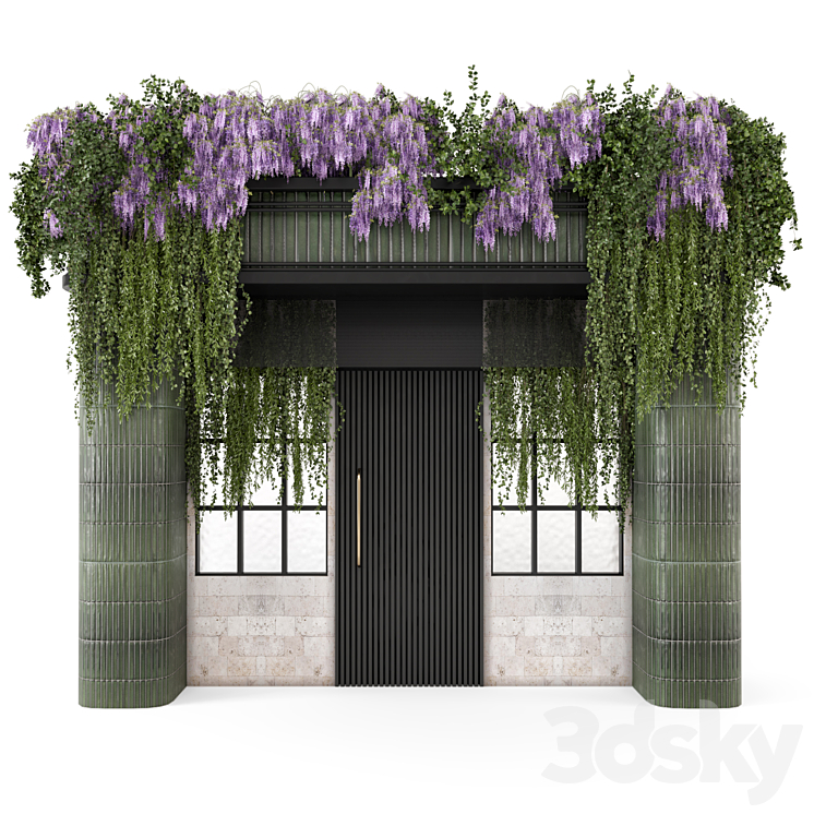 Store Facade Shop Hanging Plants_Green Tile Set 3294 - Shop - 3D model