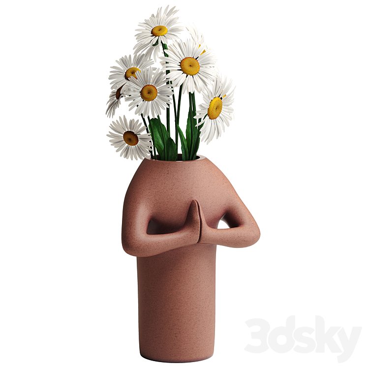 Namaste vase with flowers - Bouquet - 3D model