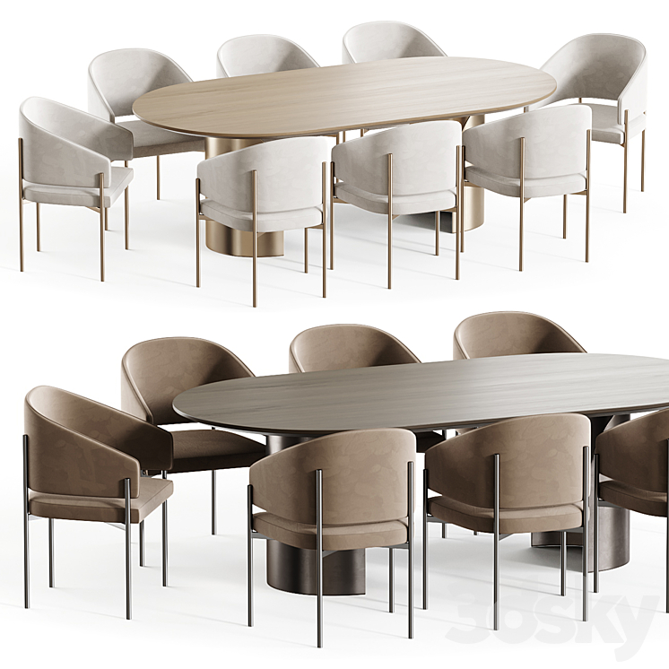 Dining set Solana dining chair and Vida Table - Table + Chair - 3D model