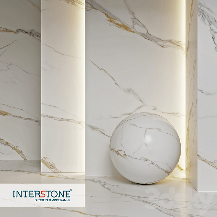 TechGres ceramic large format slabs. CALACATTA ROSE GOLD - Stone - 3D model